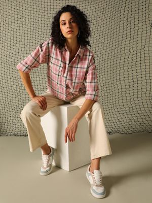 Buy Hubberholme Hubber Holme Women Regular Check Oversized Fit Cotton ...