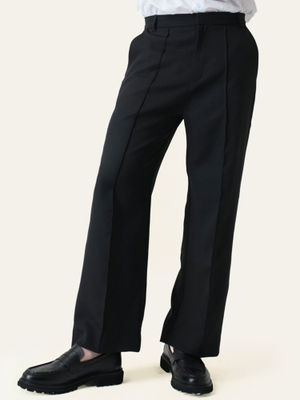Buy Perch Black Solid Pintuck Korean Pant (28) Online