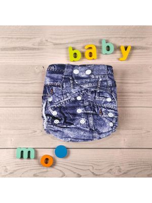 Buy Baby Moo Denim Print Blue Adjustable & Washable Diaper Online