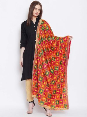 Buy WEAVERS VILLA Multicoloured Embroidered Dupatta Online