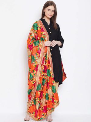 Buy WEAVERS VILLA Multicoloured Embroidered Dupatta Online