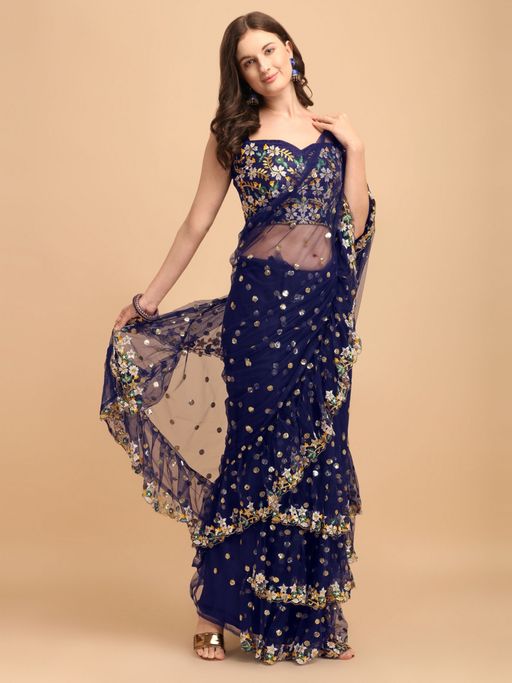 Buy Ruffled Sarees Online Featuring Unique and Trendy Styles In India