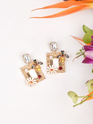 Buy Joker & Witch Bee Frame Floral Multi-Color Earring Online