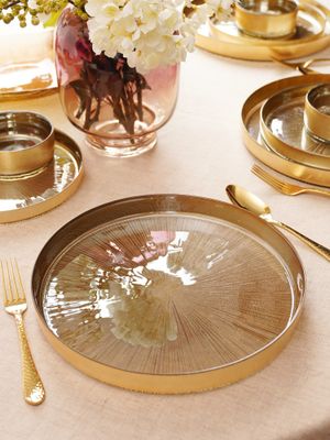 Buy Pure Home + Living Gold Dinner Plates with Goil Foil Rim (Pack of 2 ...