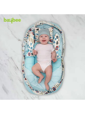 Buy BAYBEE Blue Mosquito Net, Neck Pillow & 2 Bolsters for New Born ...