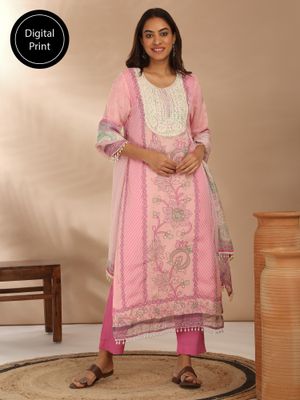 Buy Likha Pure Viscose Organza Printed & Embellished Pakistani Kurta ...