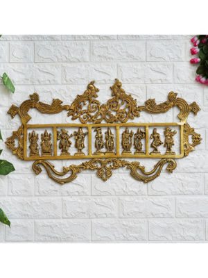 Buy eCraftIndia Gold Brass Peacock Designer Vishnu Dashavatara Lord ...