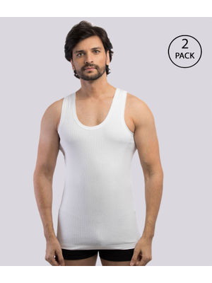 Buy VIP Mens Bonus Linear 100% Combed Cotton Rib Vest (Pack of 2) (S ...