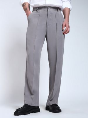 Buy Perch Light Grey Solid Pintuck Korean Trouser (28) Online