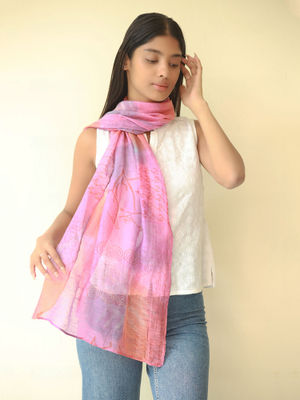 Buy Ayesha Shades Of Pink & Orange Ombre Square Patches Silk-Cotton ...