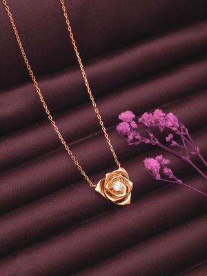 Buy SILBERRY 925 Sterling Silver Rose Gold Rosetta Necklace for Women ...