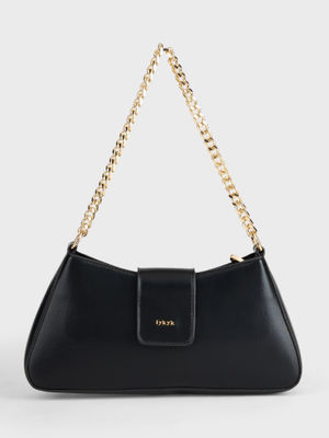 Buy IYKYK by Nykaa Fashion Black Chain Link Handle Shoulder Bag with ...