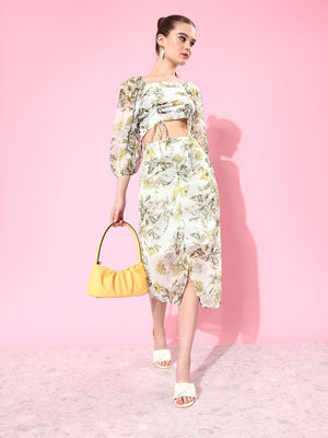 Buy ANVI Be Yourself String Up Top With Printed Skirt Floral Print (Set ...