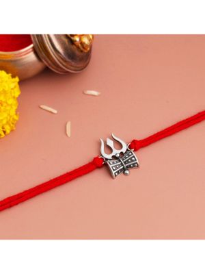 Buy KuberBox 925 Sterling Silver Trishul-Damru Silver Rakhi Online