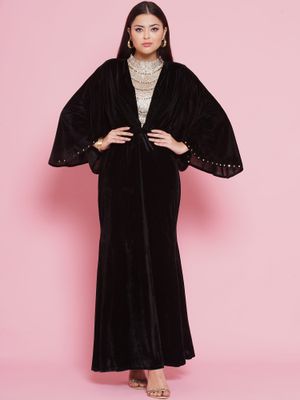 Buy Women Republic Black Velvet Embellished Gown online