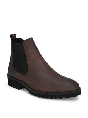 Buy Delize Solid Brown Chelsea Boots Online