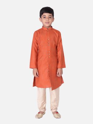 Buy Tabard Cotton Printed Orange Ethnic Wear Kurta (Set of 2) Online