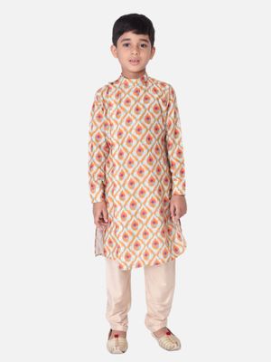 Buy Tabard Cotton Printed Orange Ethnic Wear Kurta (Set of 2) Online