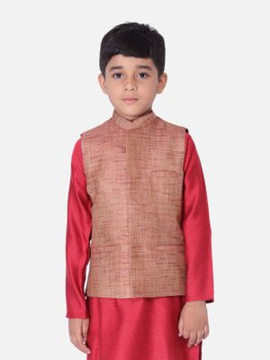 Tabard Nehru jacket : Buy Tabard Silk Blend Textured Red Nehru Jacket ...