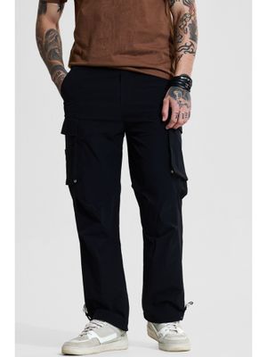 Buy Snitch Black Solid Relaxed Casual Cargo Pants for Men (28) Online