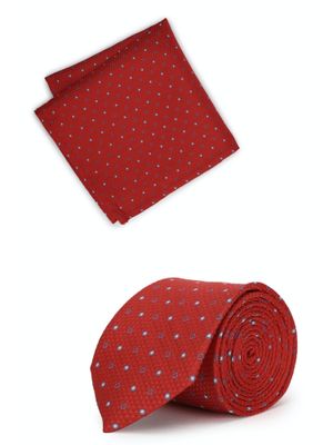 Buy Peter England Red Tie and Pocket Square Online