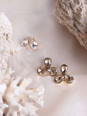 Buy Ayesha Tear Drop Rhinestone Oversized Stud Earrings (Set of 2) Online
