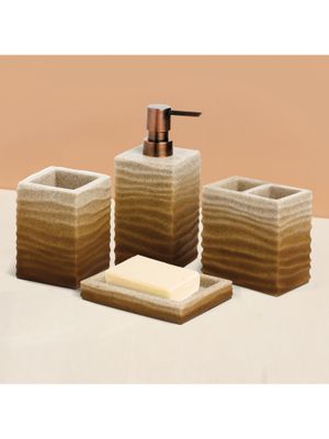 Buy OBSESSIONS Polyresin 4 Pieces Bathroom Set Brown Online