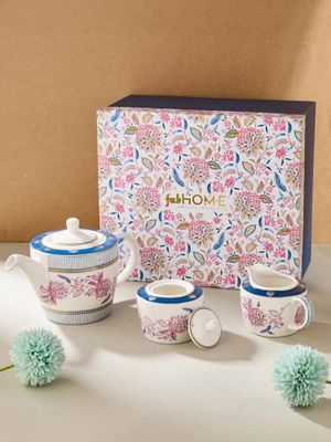 Buy Fabindia Multi Ceramic Casted Luxe Teapot Set Online