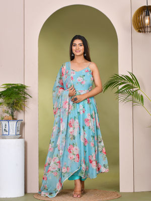 Buy Bannhi Gulzari Printed Anarkali (Set of 3) Online
