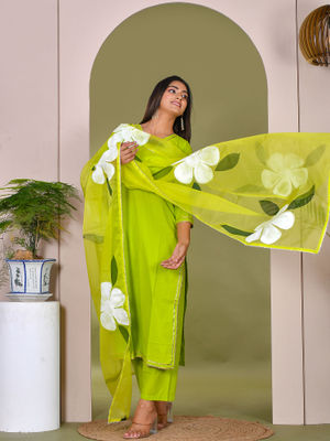 Buy Bannhi Nimboli Hand Painted Suit (Set of 3) Online