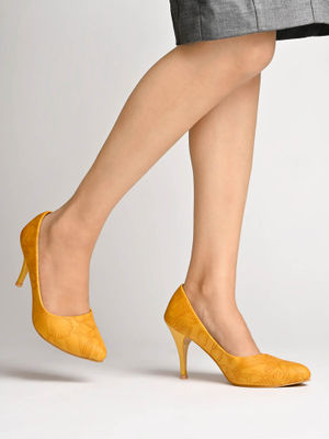 Buy Shoetopia Classy Yellow Pointed Toe Pumps for Women Online