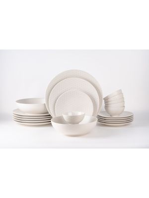 Buy HITKARI POTTERIES Blooma White Dinner Set 21Pc Online