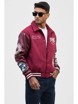 Buy Snitch Legends Vandal Burgundy Varsity Jacket (S) Online