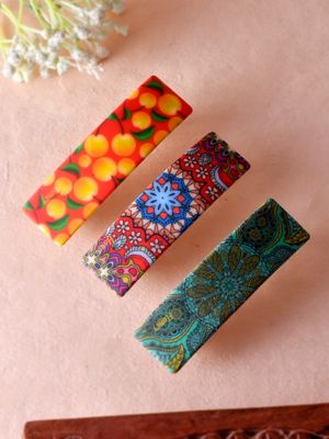 Buy Silvermerc Designs Set Of 3 Multi Coloured Printed Geometrical ...