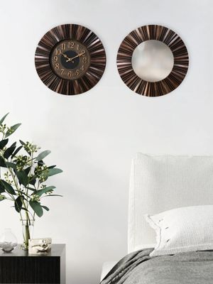 Buy At Home by Nilkamal Wall Clock & Mirror Combo|Size - 40.5 cm|Set of ...