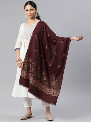 Buy HK colours of fashion Woven Coffee Stole Online