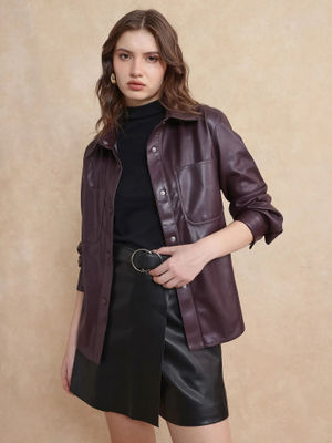 Buy RAREISM Nemer Primary Maroon Plain Boxy Jacket (XXS) Online