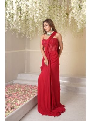 Buy SUBTLE Rahi Drape Saree with Corset (XS) Online