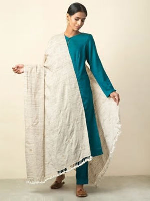 Buy Fabindia Silk Wool Embroidered Shawl Online