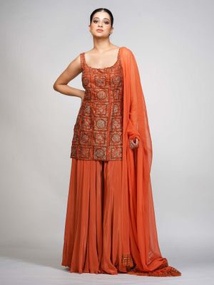 Buy Shruti S Orange Gharara (Set of 3) Online