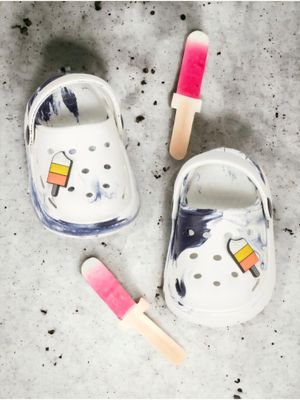 Buy Lil Lollipop Unisex Marble Look Ice Cream Applique Anti-Slip Clogs ...