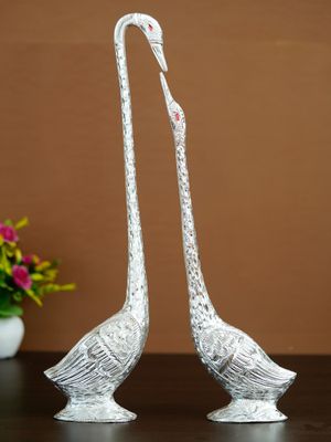 Buy eCraftIndia Handcrafted Kissing Swan Couple Statues (Set Of 2) Online