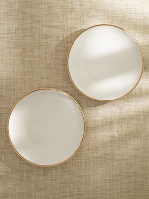 Buy Pure Home + Living White Dinner Plates with Gold Line Online