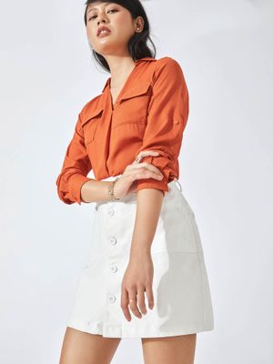 Buy The Label Life White Denim High Waist Skirt Online