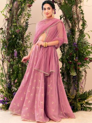 Buy Indya Varun Bahl X Indya Dull Pink Mesh Dupatta Online