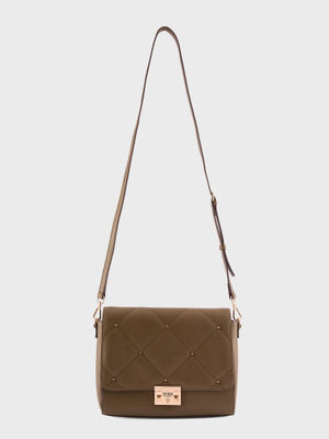 Buy Guess Elijah Hand Bag Flap - Khaki Online