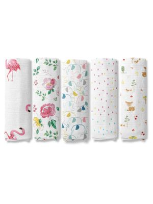 Buy Haus & Kinder Safari Squad Collection Cotton Muslin Swaddle Pack of ...