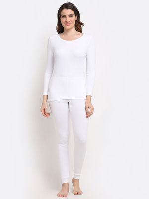 Aerowarm Thermal Sets : Buy Aerowarm Women White Ribbed Full Sleeves ...
