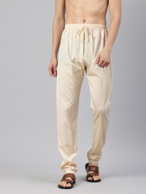 Buy Manthan Cream Art Silk Solid Churidar for Men (S) Online