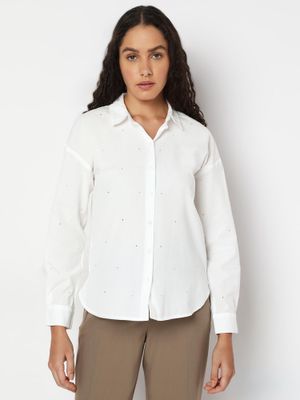 Buy VERO MODA White Cotton Shirt (XS) Online